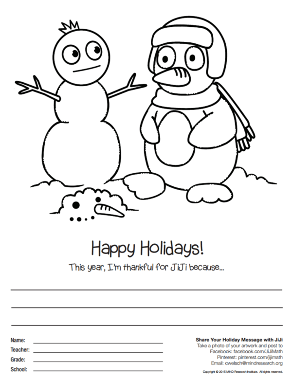 Happy Holidays From JiJi and Friends! [Coloring Page Download]