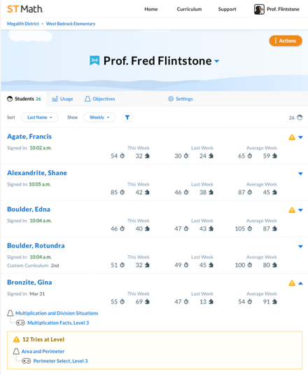 New Reporting Metrics in ST Math